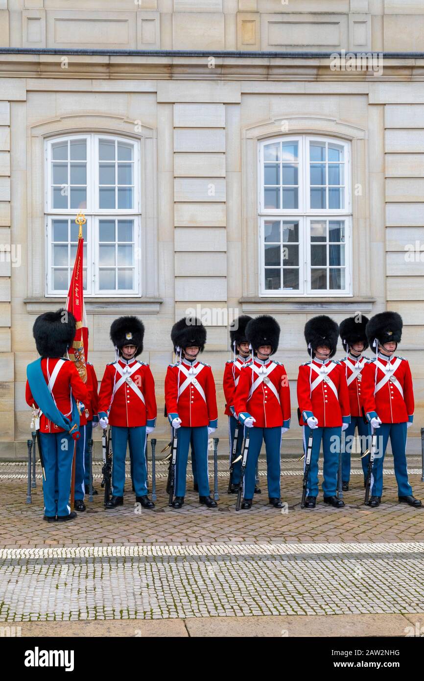 Changing of the Guard, Amalienborg Palace, Copenhagen, Denmark Stock ...