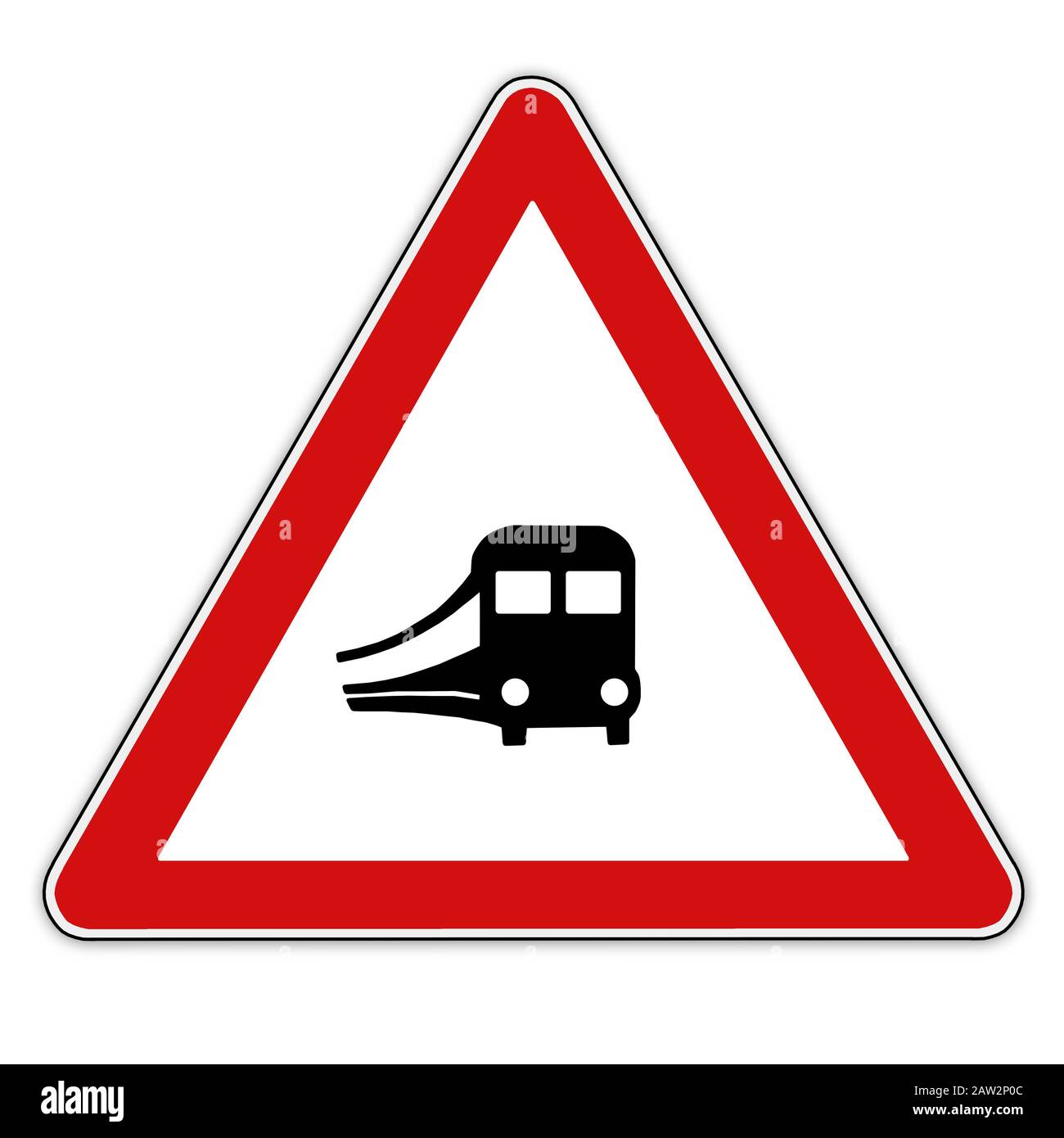 Traffic / Road sign with train / locomotive / metro Stock Photo - Alamy