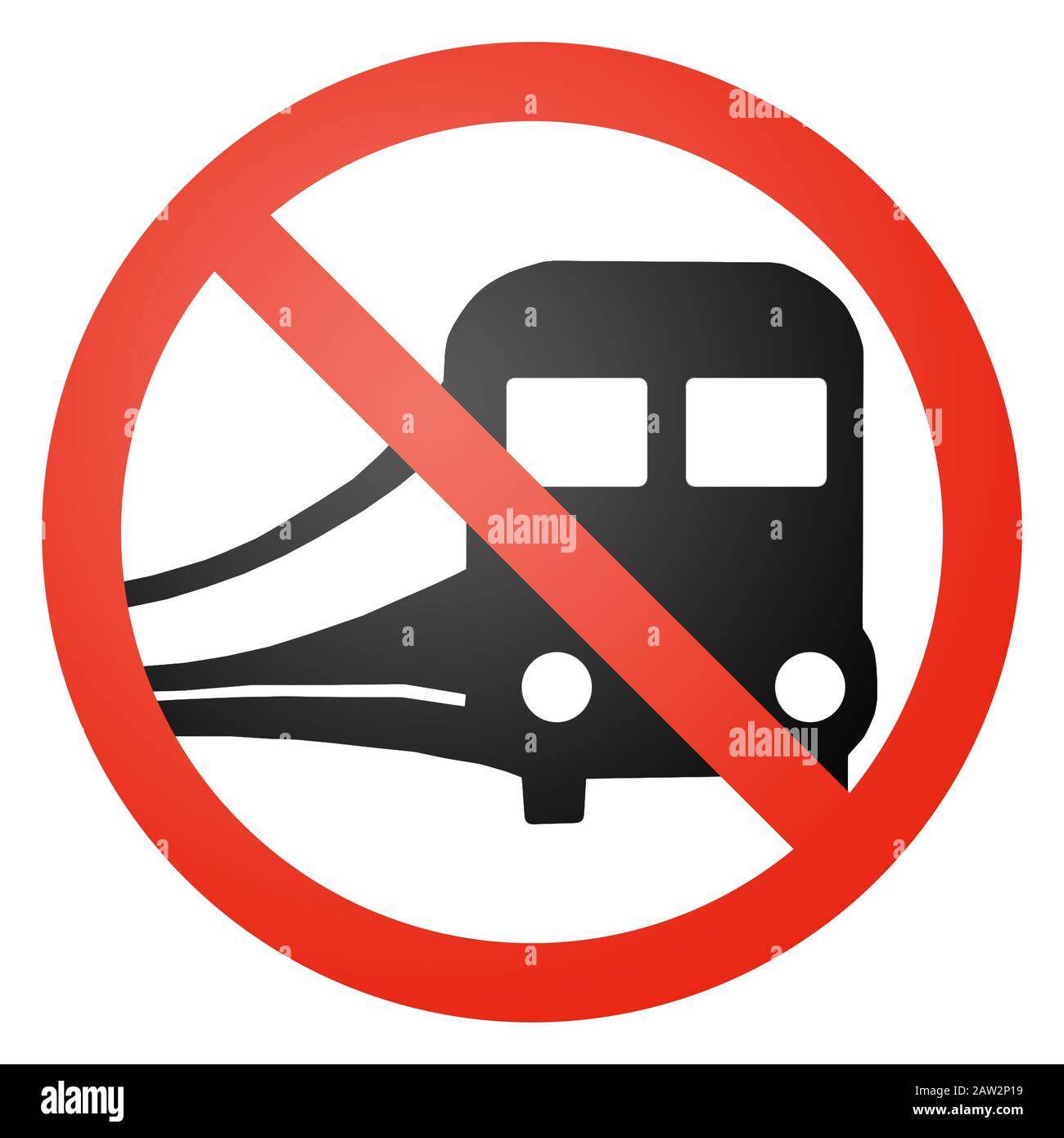 Train / Railraod traffic sign, round, crossed out, white background ...