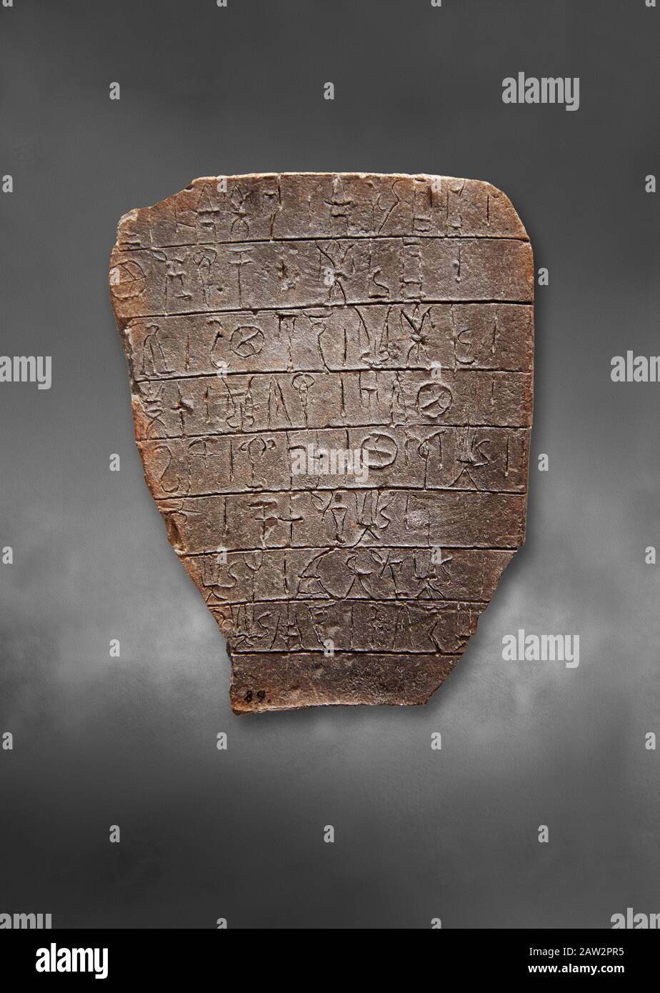 Minoan Linea A Tablet With Administative List Of Male Names Knossos 1800 1450 BC Heraklion minoan-linea-a-tablet-with-administative-list-of-male-names-knossos-1800-1450-bc-heraklion