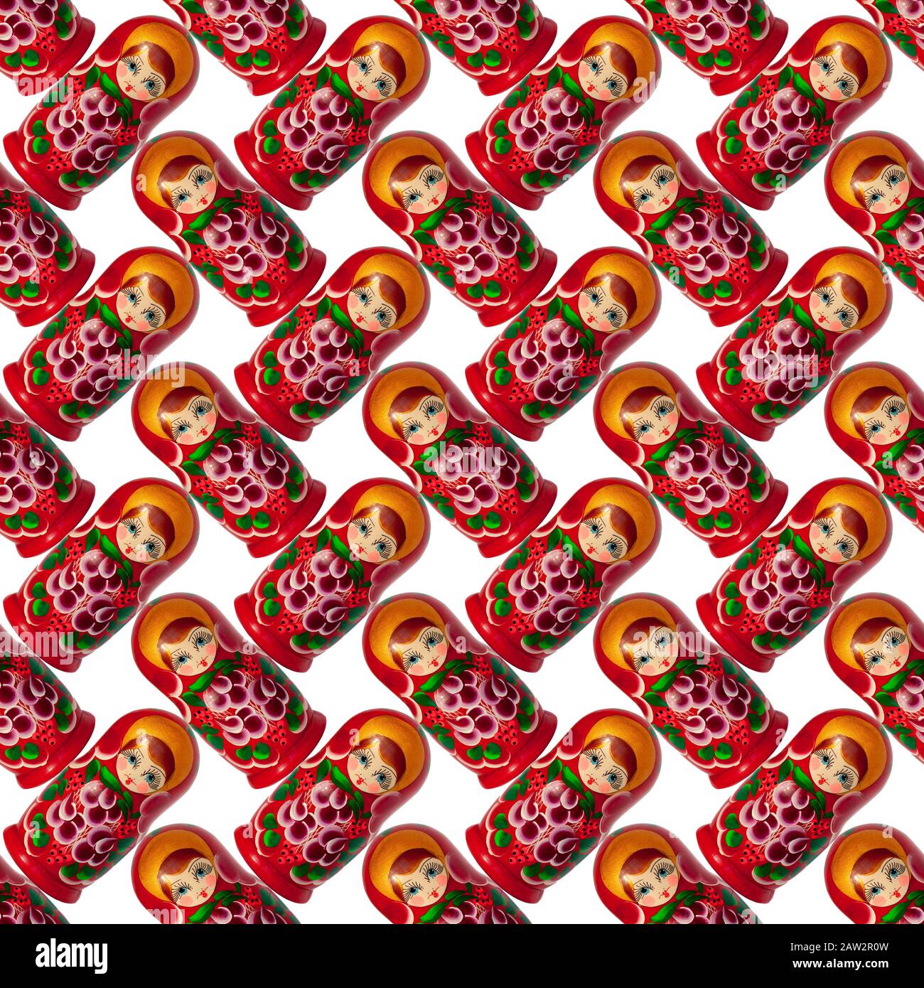 Seamless pattern of matreshka nesting dolls on white background ...