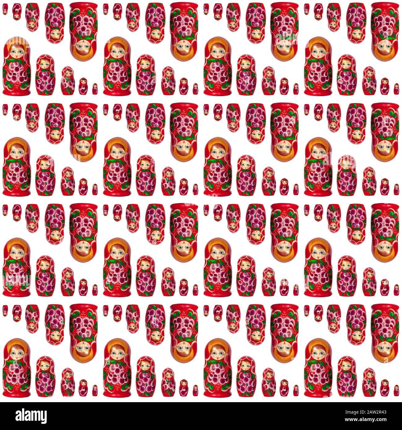 Seamless pattern of matreshka nesting dolls on white background ...