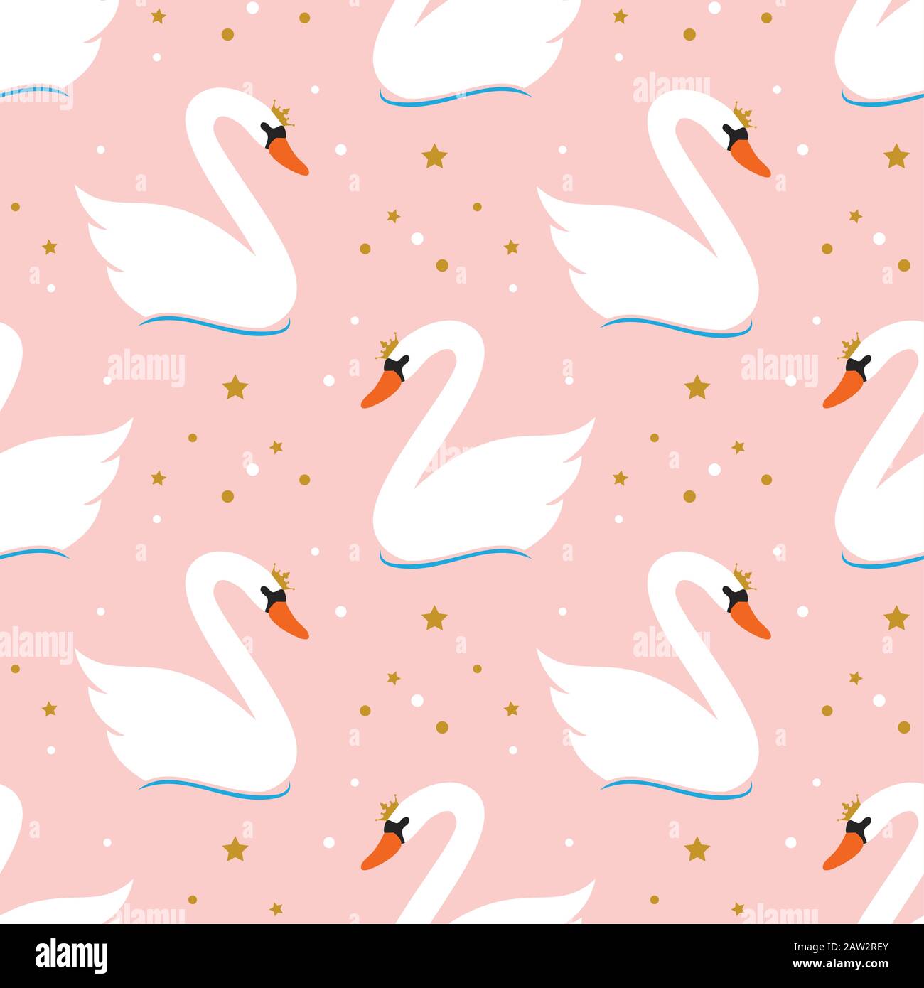 vector seamless swan pattern. white swans on pink background Stock ...