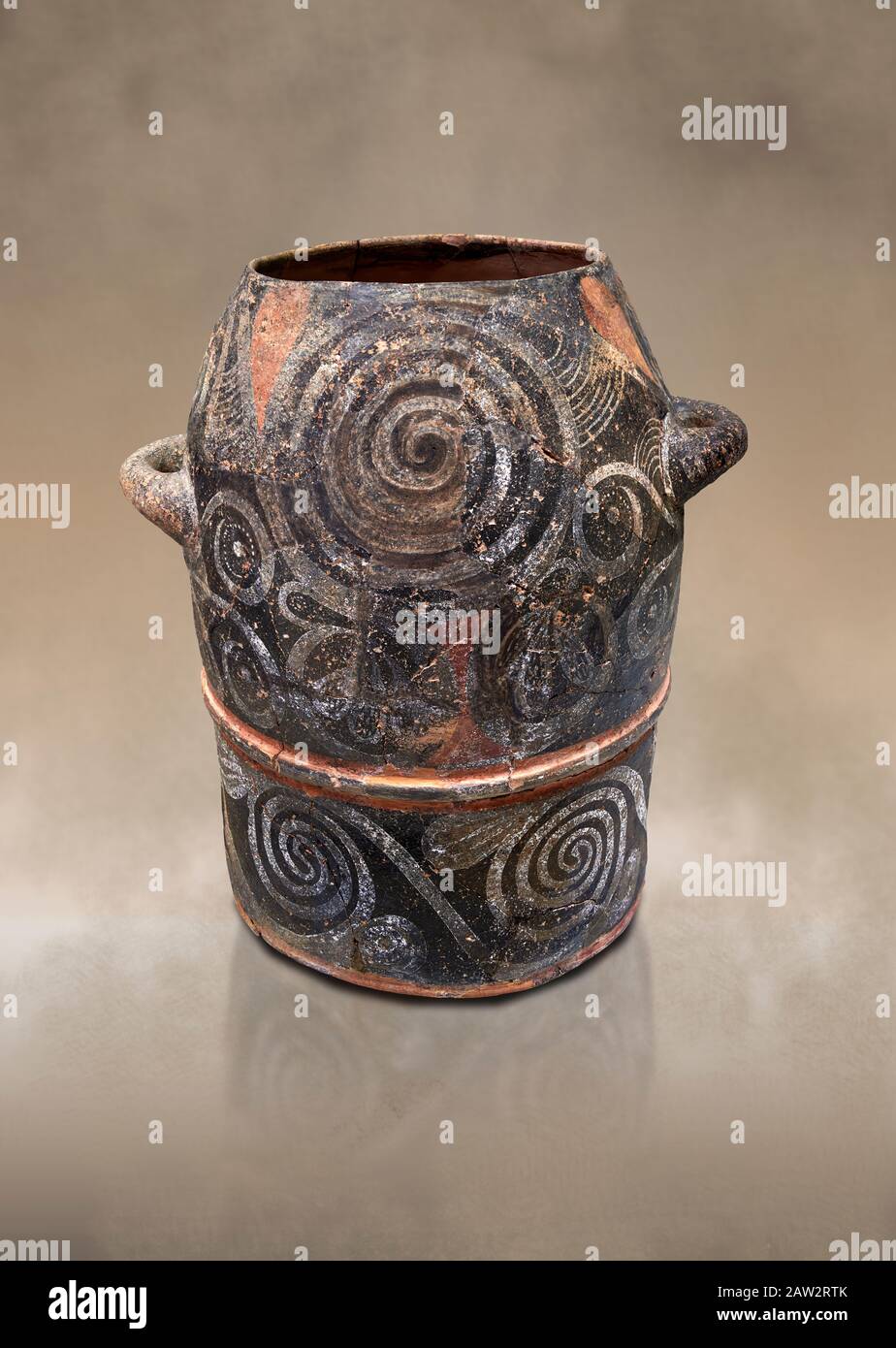 Minoan Kamares Ware with polychrome leaf decorations , Poros-Heraklion ...