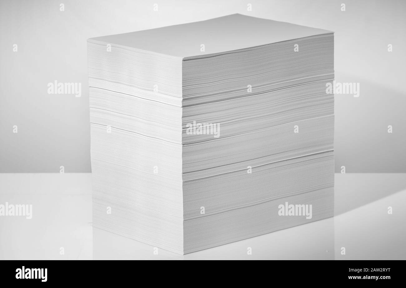 Stack of office paper, on a white background. Concept, minimalism Stock ...