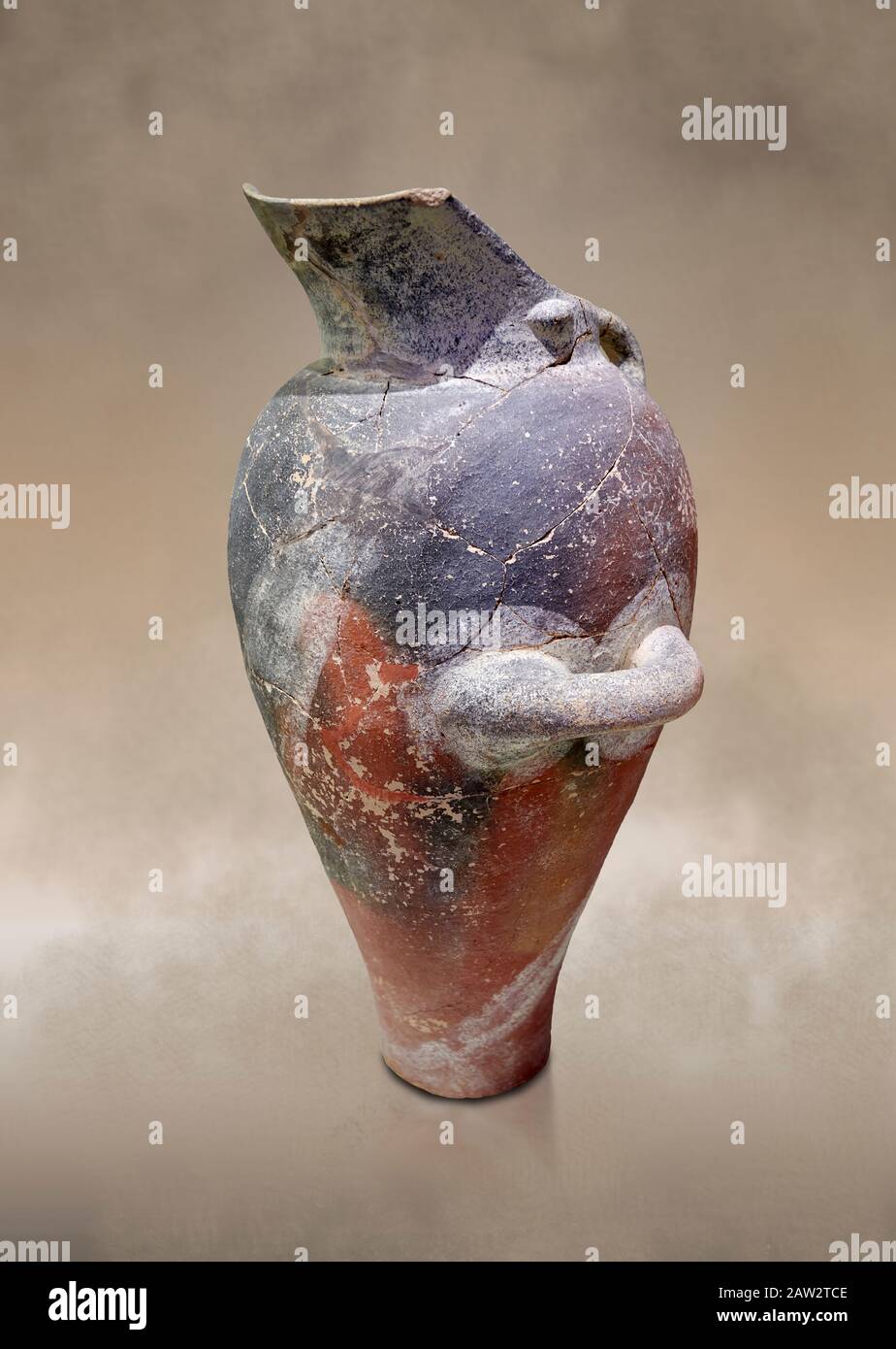 Minoan Kamares Ware beak spouted ewer jug with polychrome decorations ...