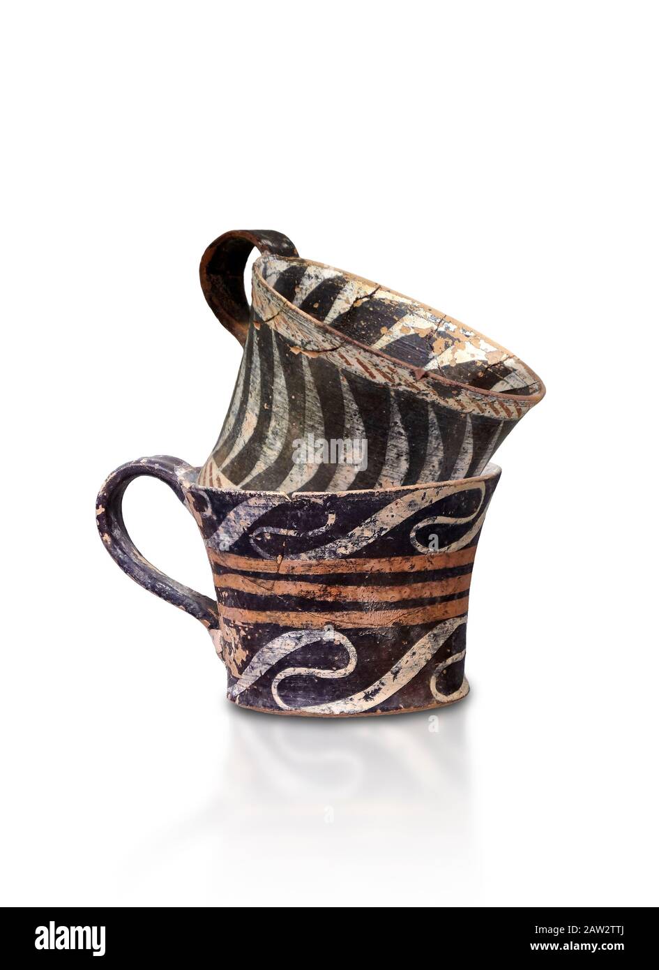 Minoan Kamares "eggshell" ware cups with with polychrome decorations ...