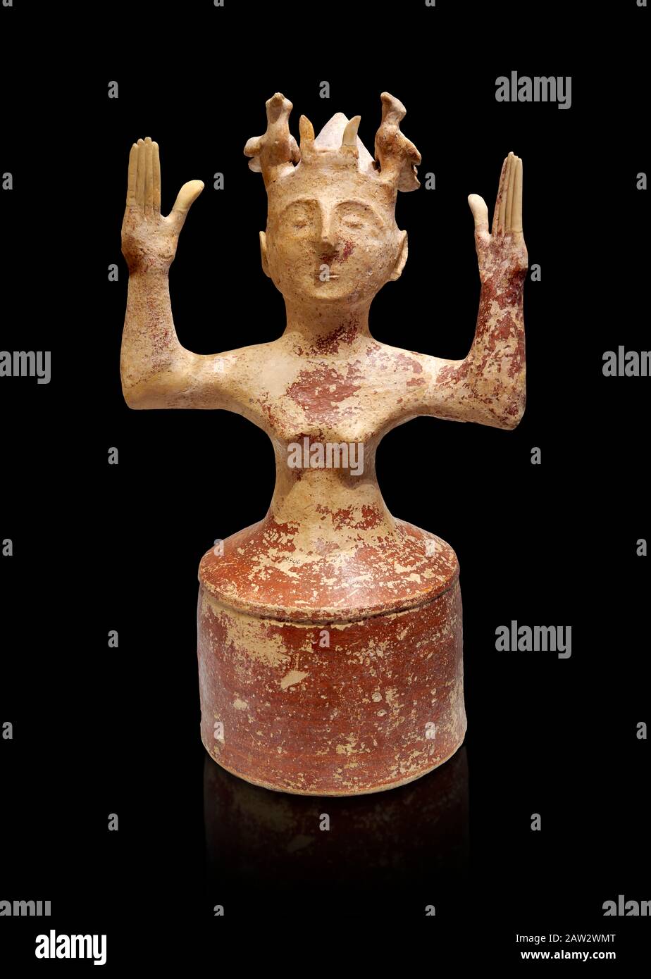 Minoan Postpalatial terracotta goddess statue with raised arms, Karphi ...