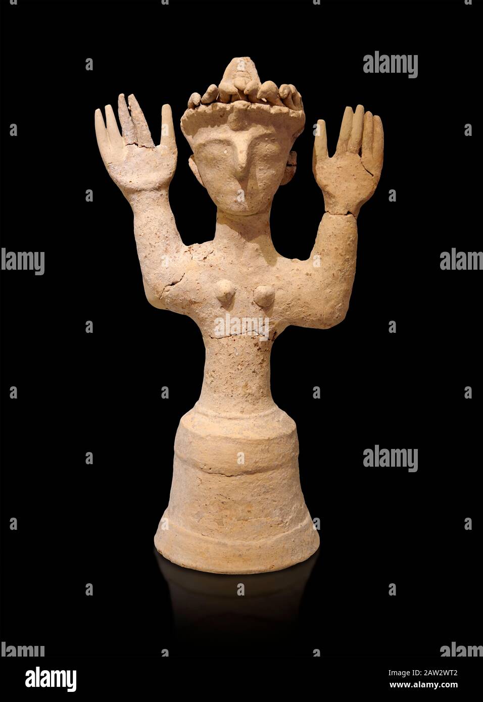 Minoan Postpalatial terracotta goddess statue with raised arms and a ...