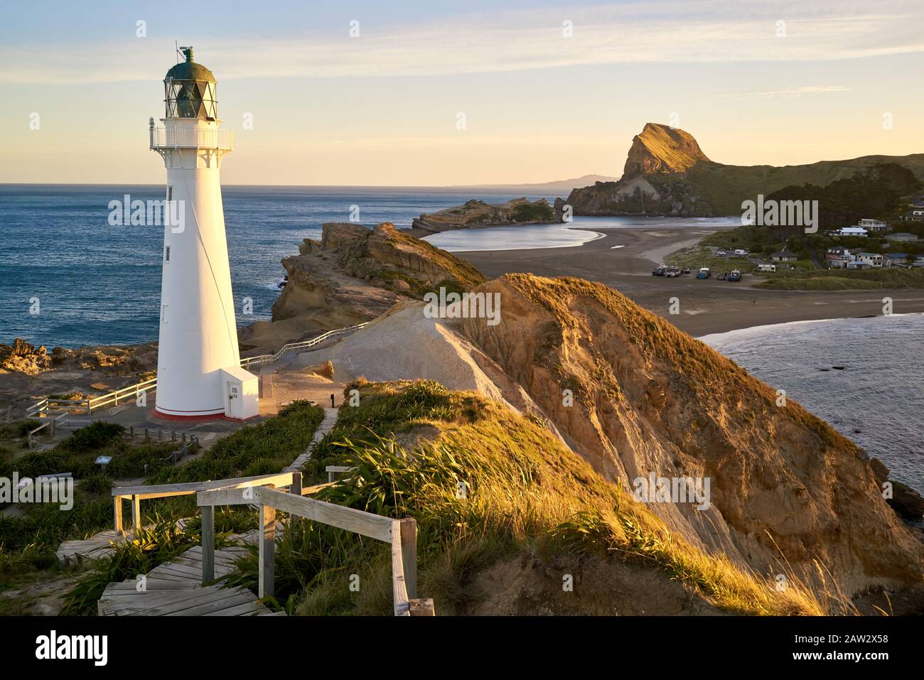 Castlepoint Lighthouse in Wairarapa, New Zealand Stock Photo - Alamy