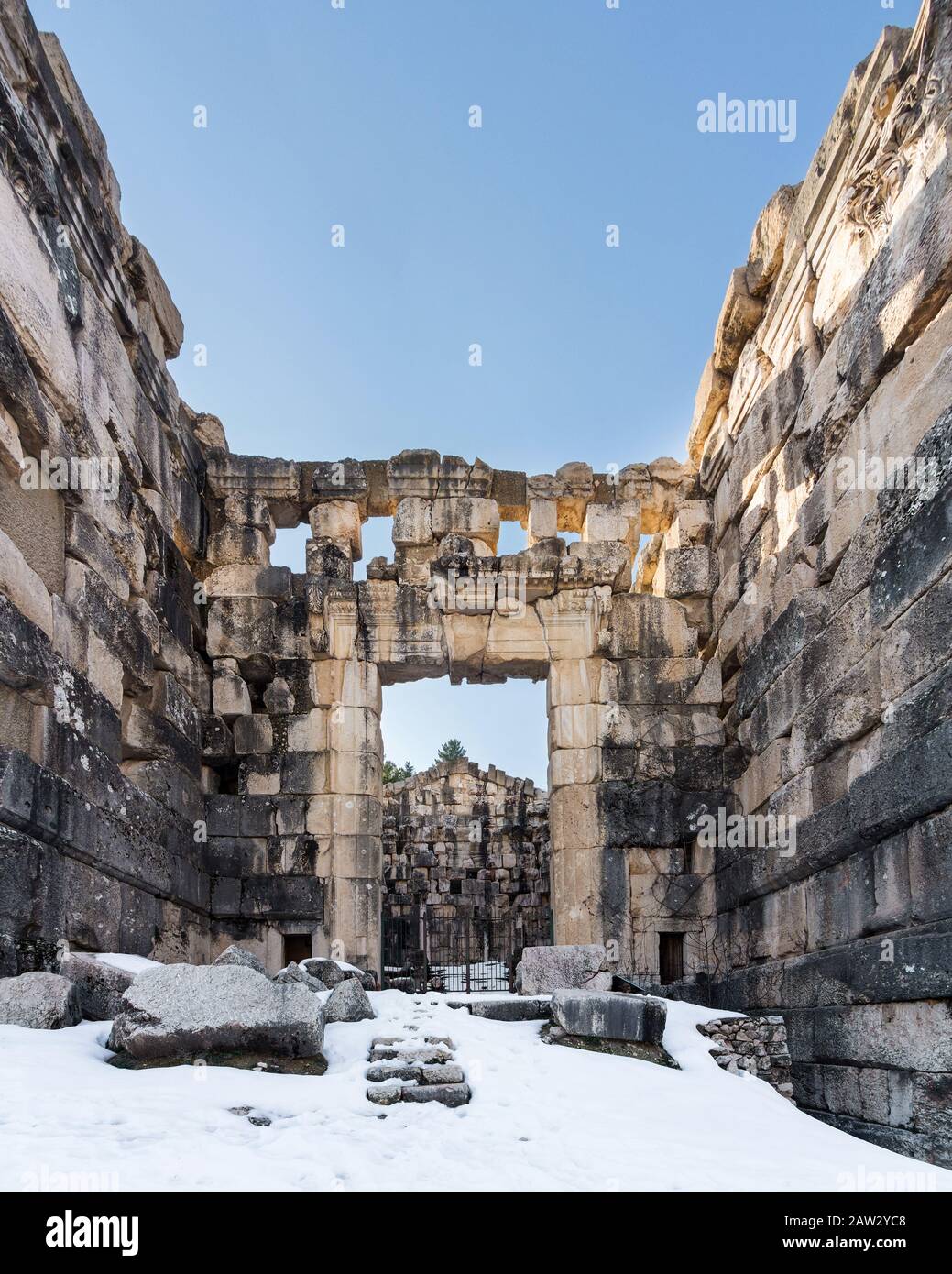 Doorway to the Great Temple, Niha, Lebanon Stock Photo - Alamy