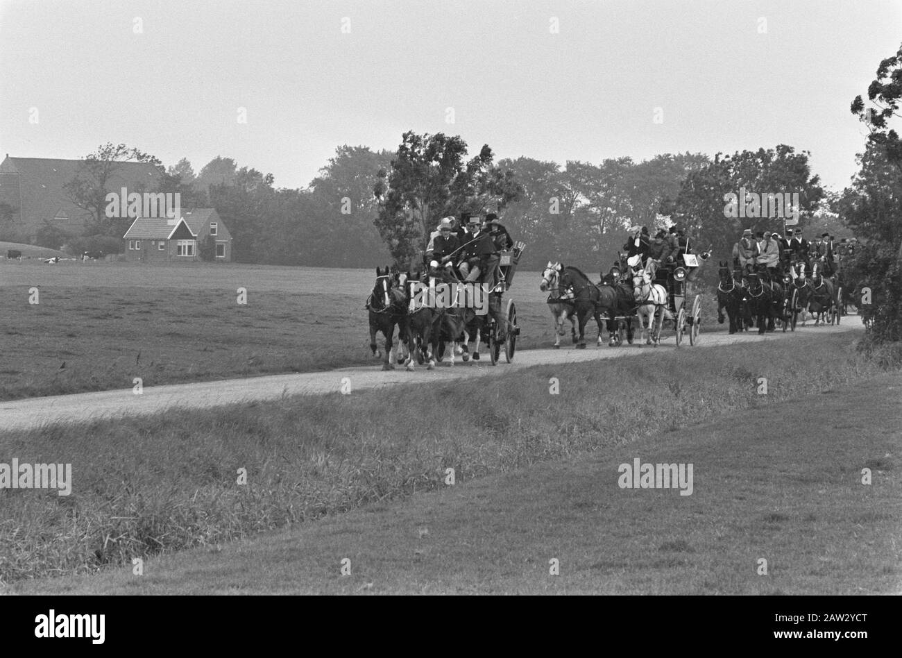 Mailcoaches near Zuidhoorn during stagecoach race on the occasion of ...