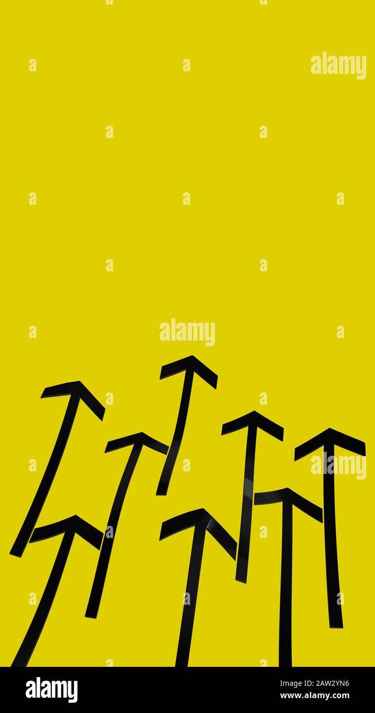 The 3d rendering of arrow with wave on the yellow background Stock ...