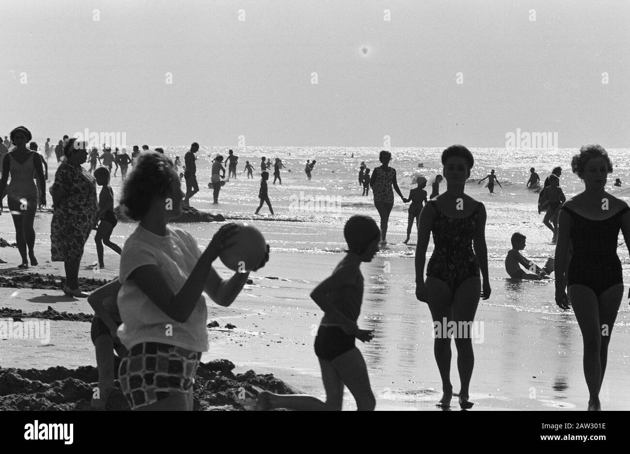 Beautiful late summer weather. Crowds on the beach of Zandvoort Date ...