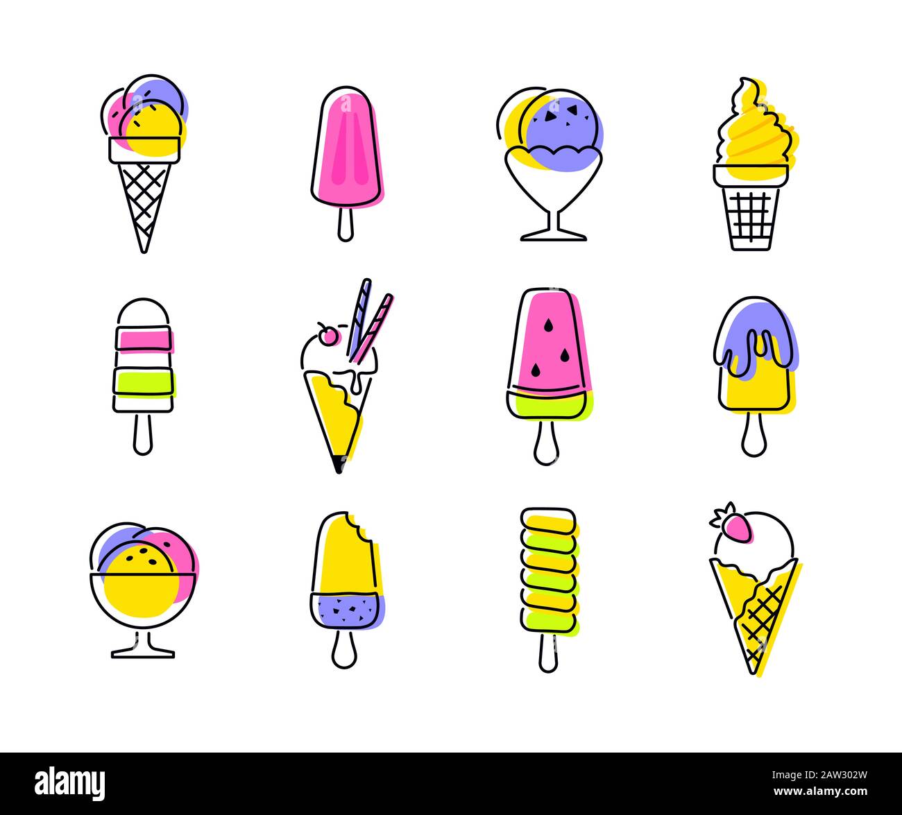 Collection different types ice Stock Vector Images - Alamy