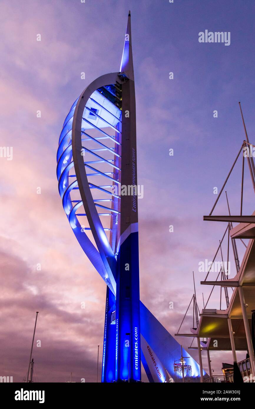 The Spinnaker Tower At Night Illuminated With Blue Light Gunwharf the-spinnaker-tower-at-night-illuminated-with-blue-light-gunwharf