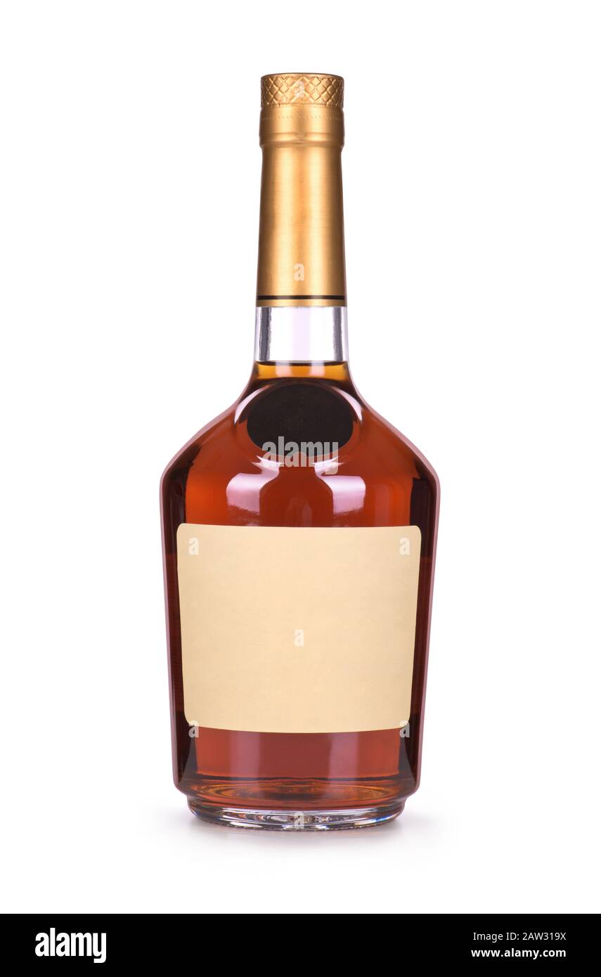 brandy bottles isolated on white background Stock Photo - Alamy