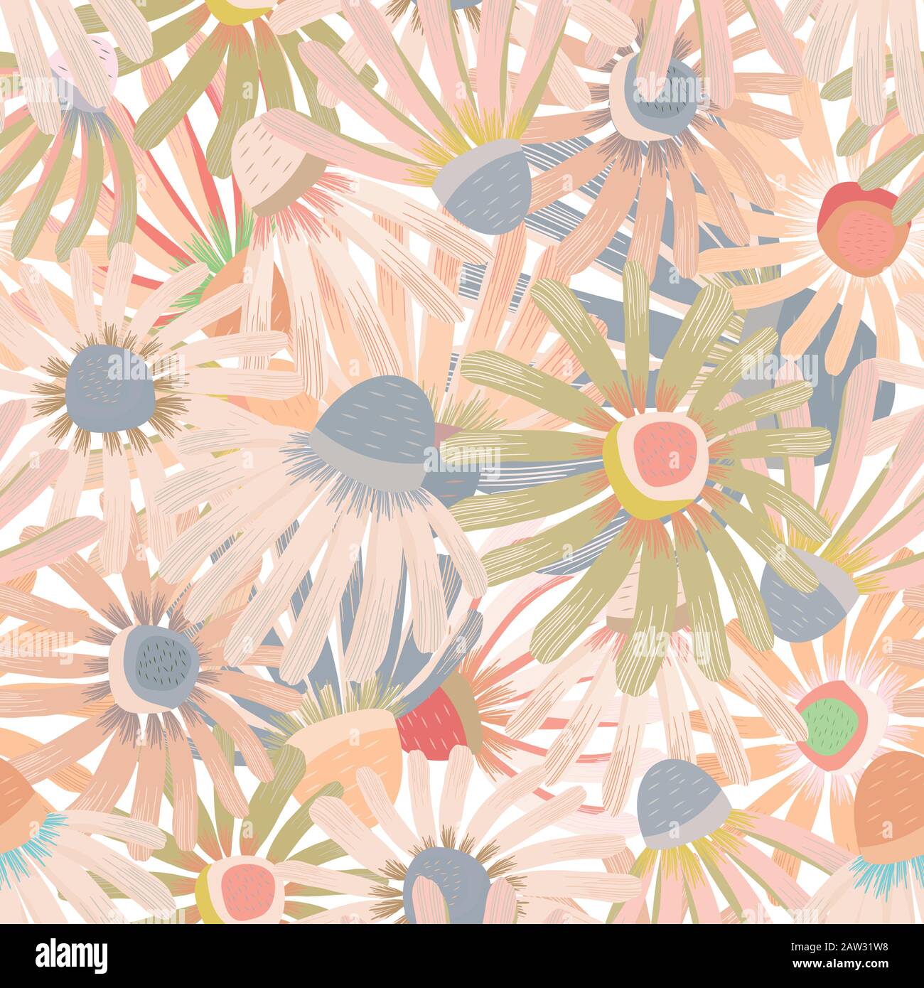 Pink flower echinacea hand Stock Vector Images - Alamy