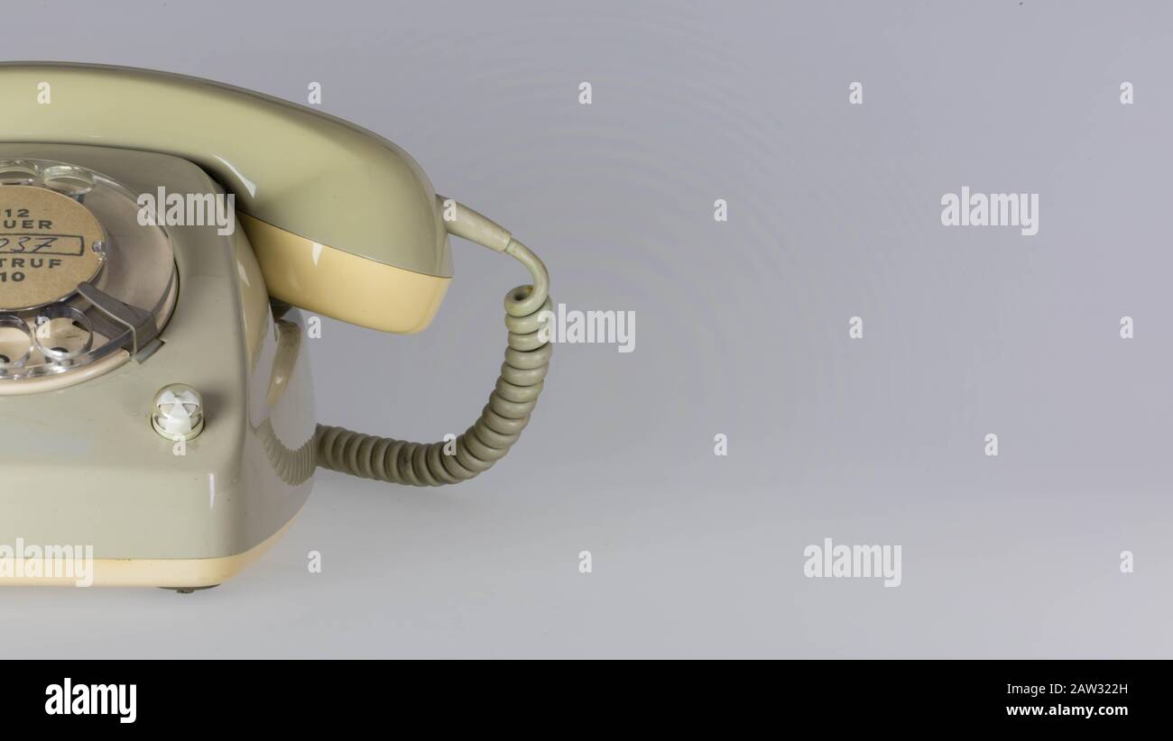 Classic gray telephone on white background with copy space Stock Photo ...