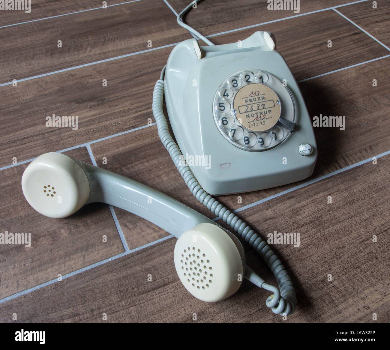 Classic gray telephone on white background with copy space Stock Photo ...