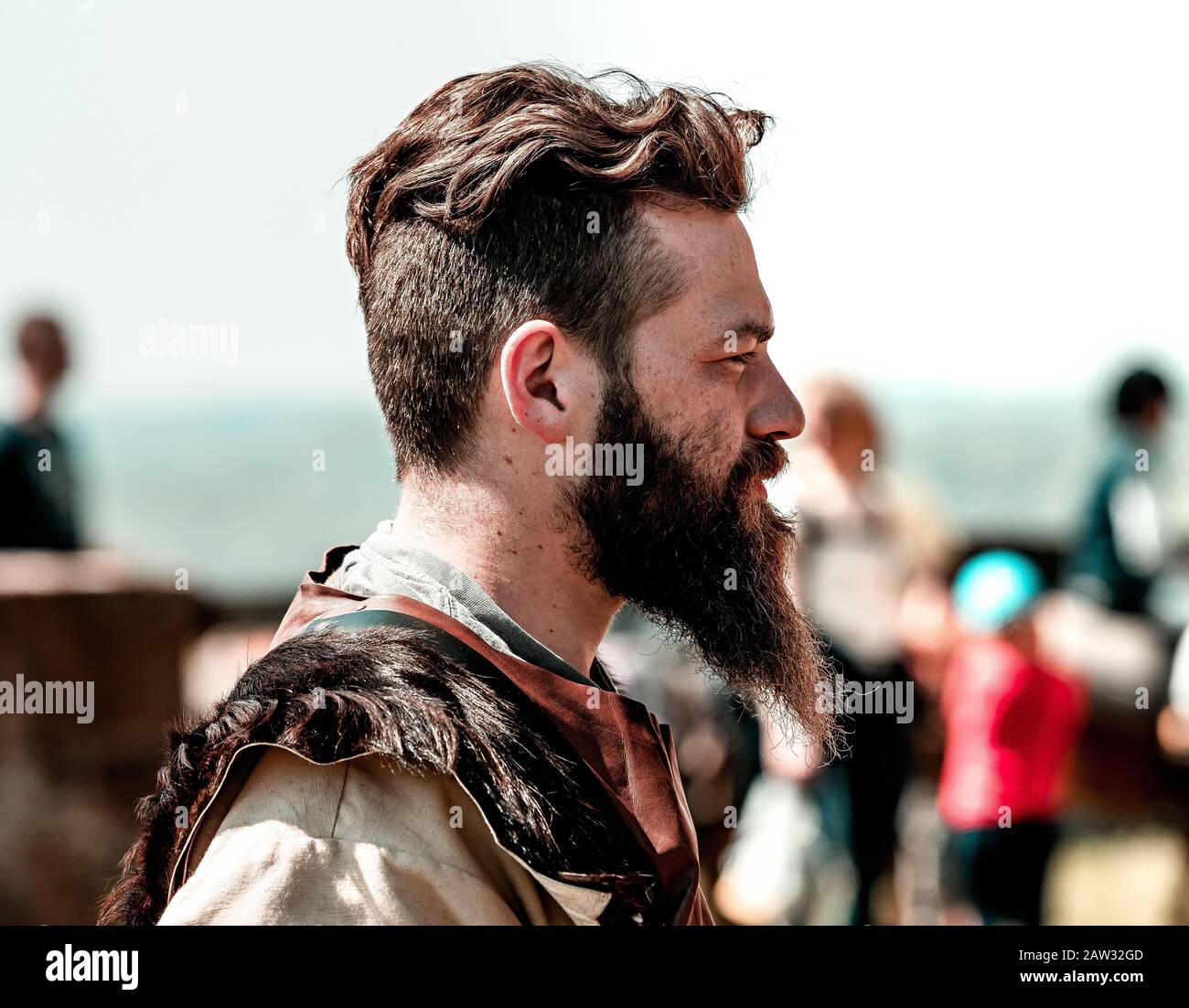 Lichtenberg, France - May 1, 2019: Medieval festival with costumes ...