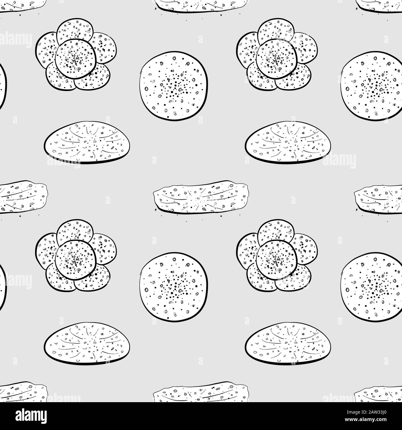 Appam seamless pattern greyscale drawing. Useable for wallpaper or any ...