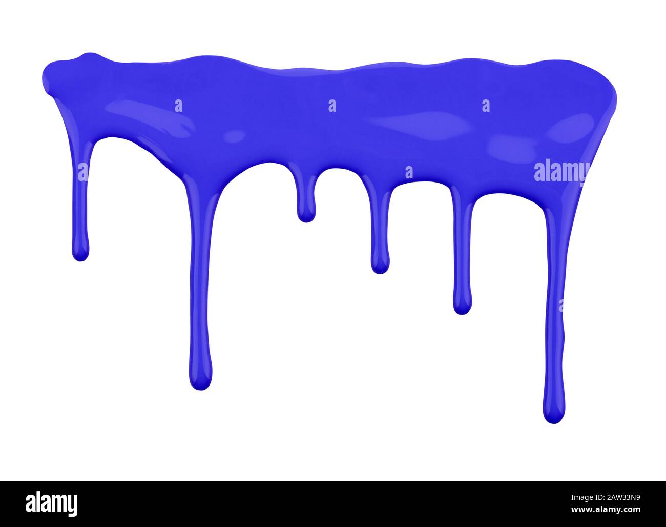 blue paint dripping isolated on white background Stock Photo - Alamy