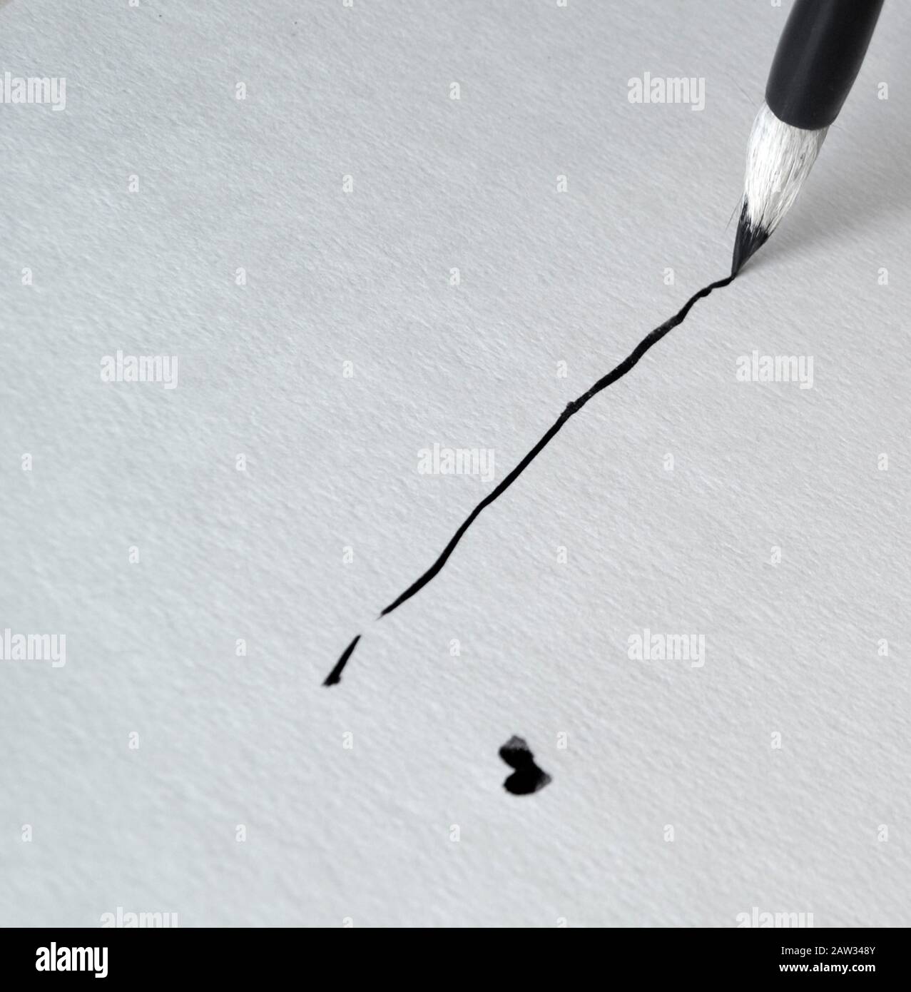 The line is drawn using black ink and a brush for calligraphy Stock ...