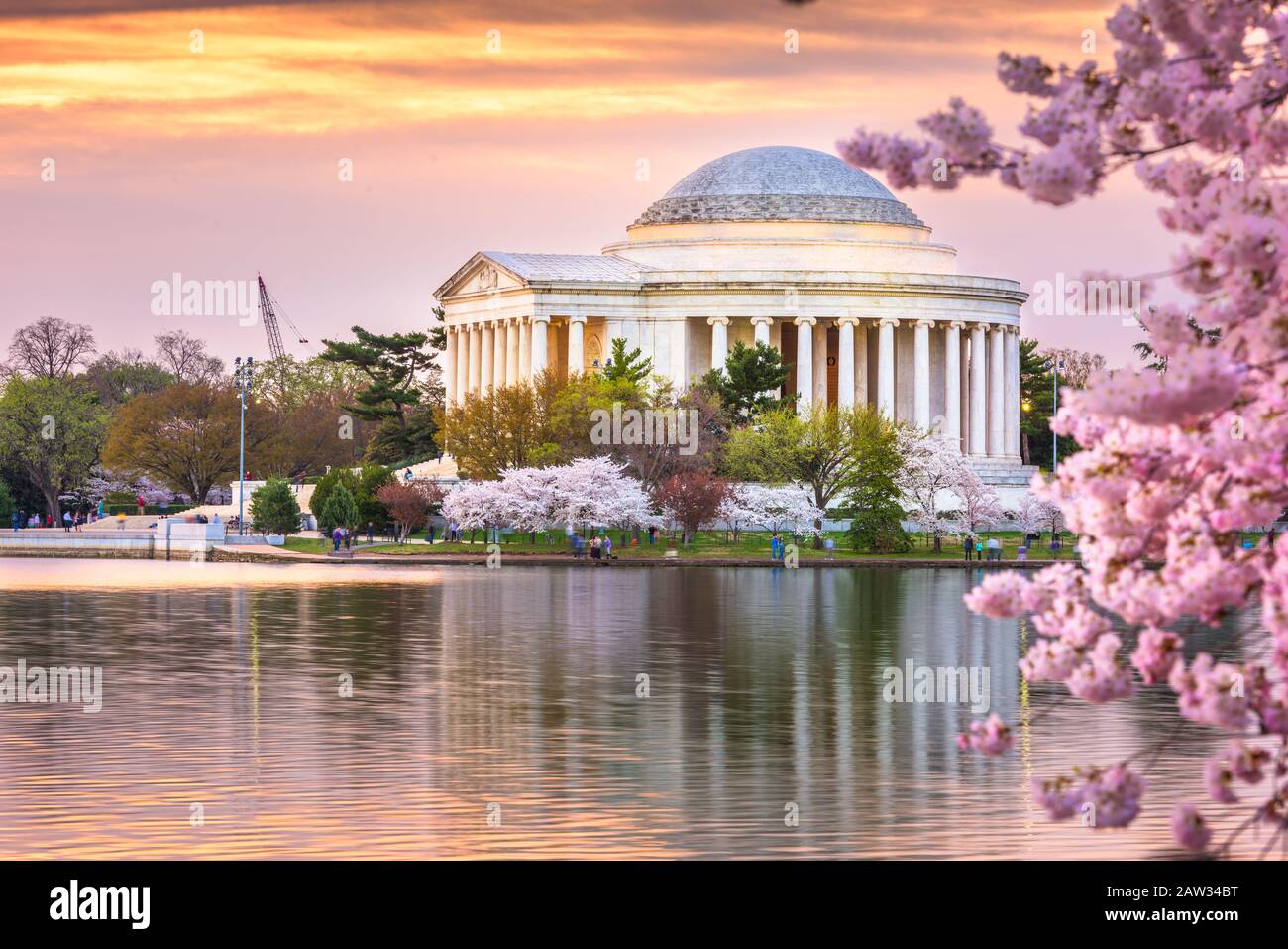 Washington, DC at the Tidal Basin and Jefferson Memorial during spring ...