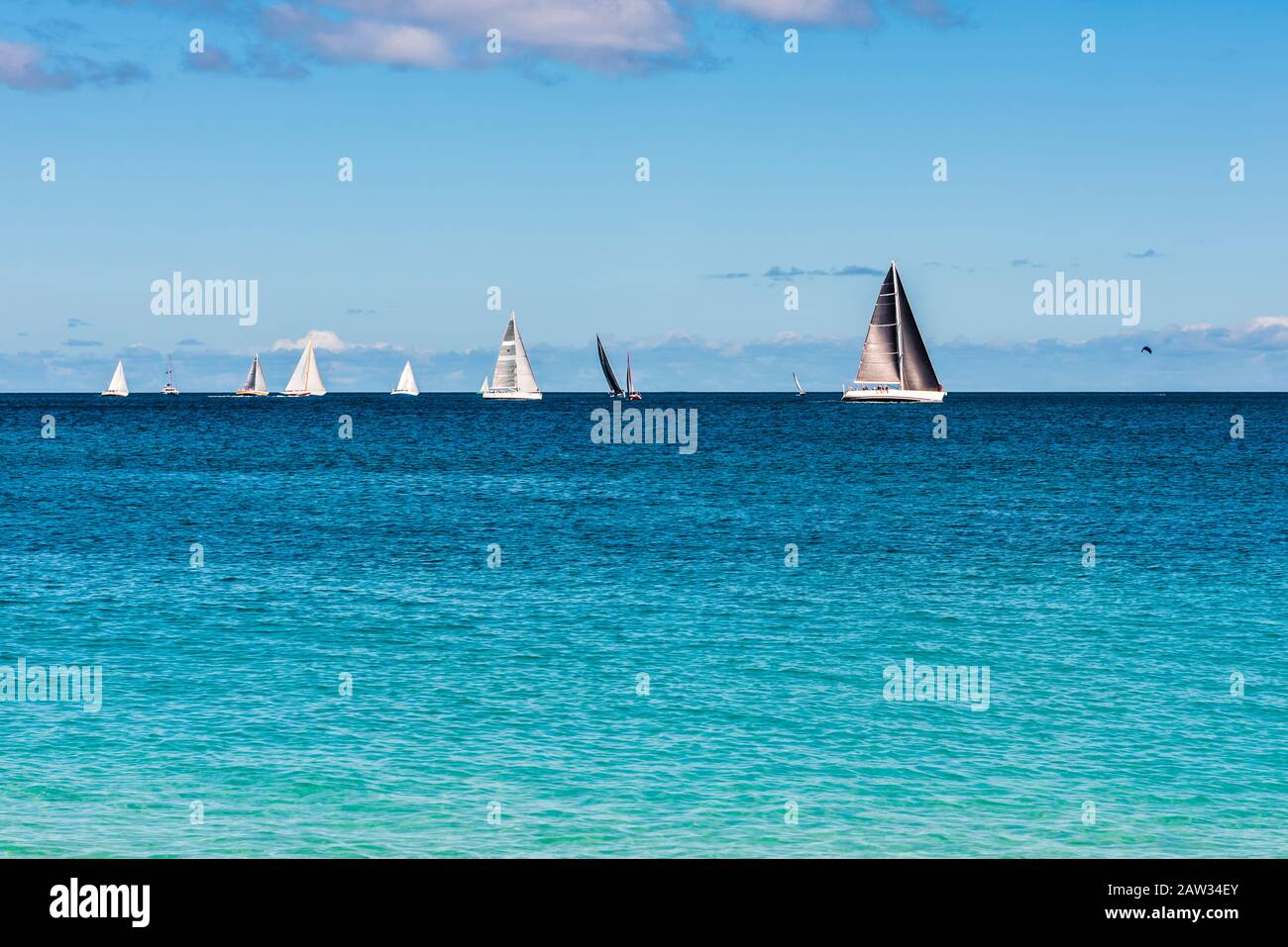 Yacht racing from Grand Anse Beach, St George's, Grenada Stock Photo ...