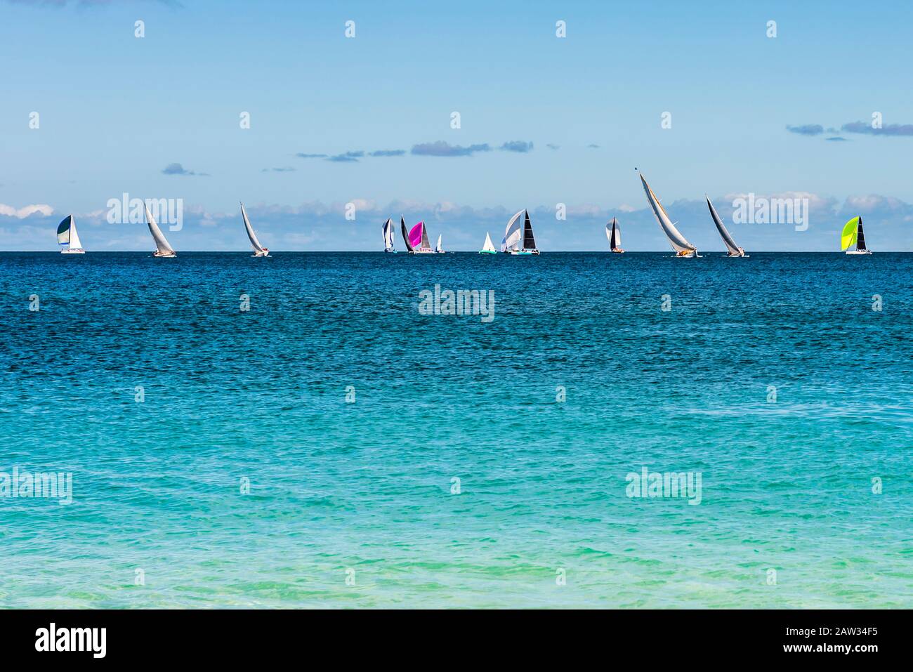 Yacht racing from Grand Anse Beach, St George's, Grenada Stock Photo ...