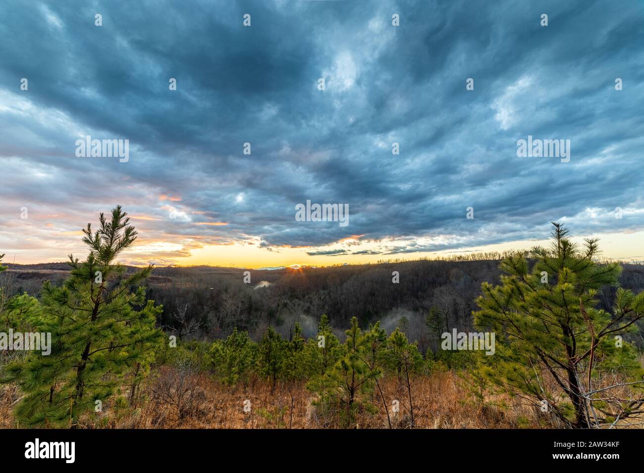 Clouds capture the mood at sunset in the Central Appalachian region of ...