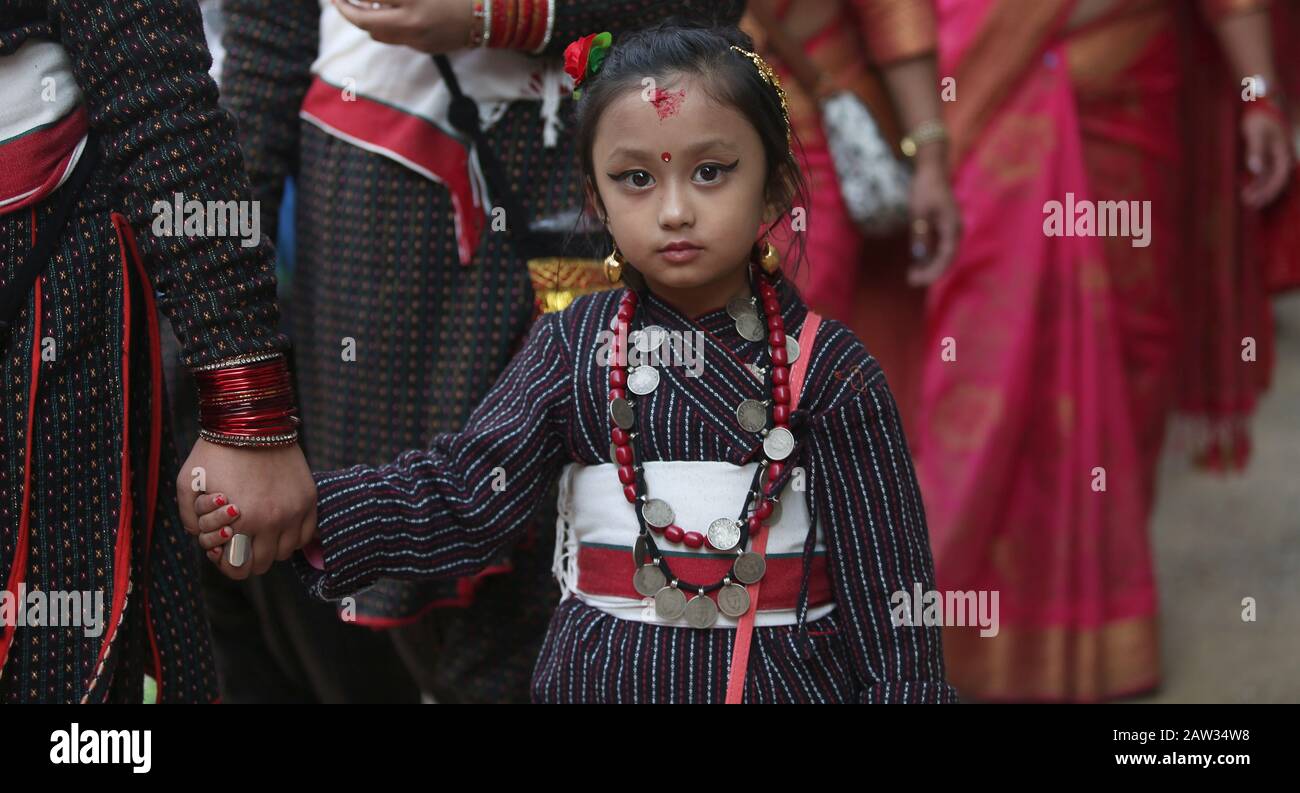Lalitpur, Nepal. 6th Feb, 2020. A girl from Newar community ...