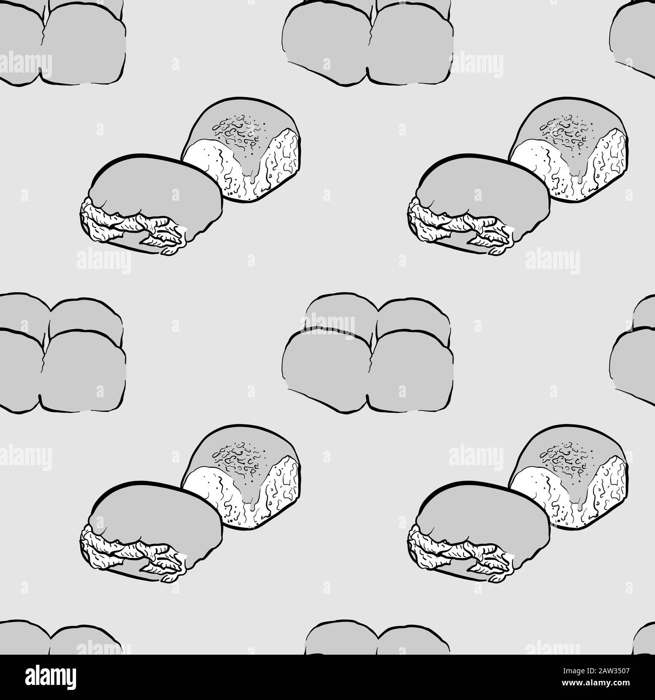 Blaa seamless pattern greyscale drawing. Useable for wallpaper or any ...