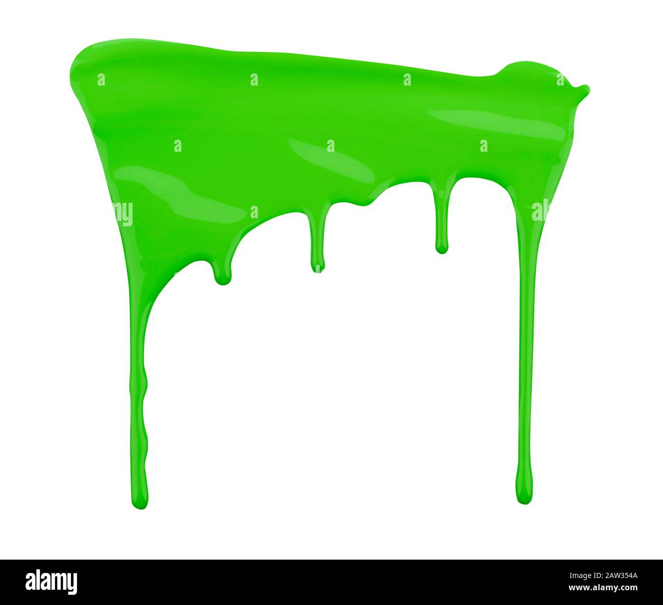green paint dripping isolated on white background Stock Photo - Alamy