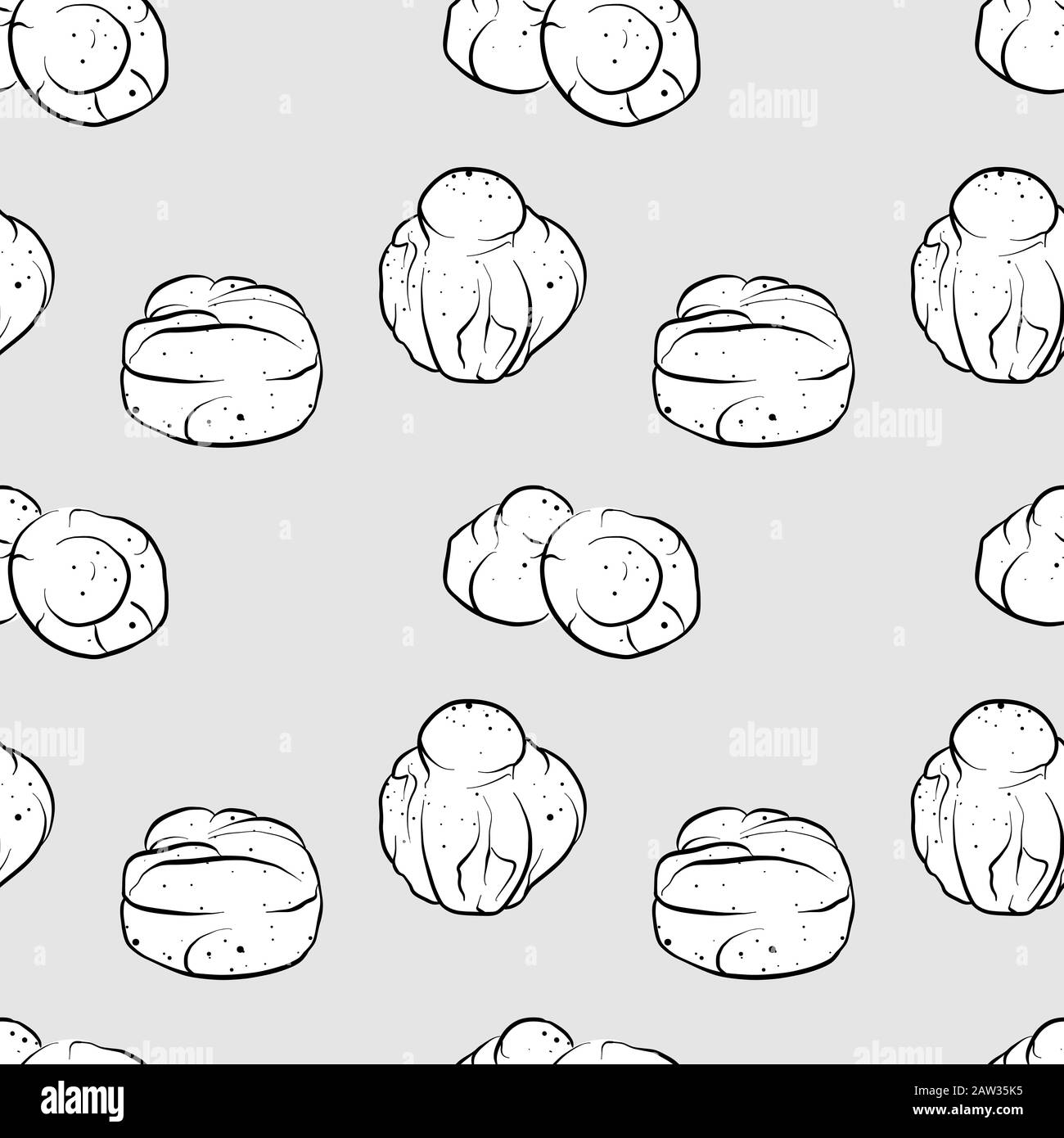Brioche seamless pattern greyscale drawing. Useable for wallpaper or ...