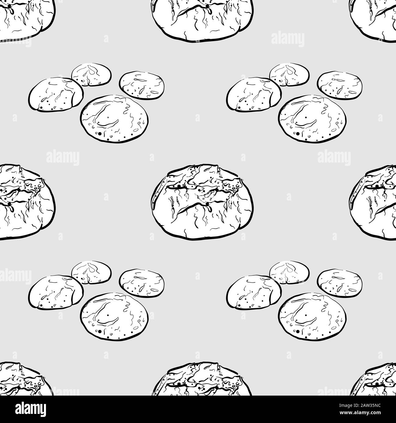 Broa seamless pattern greyscale drawing. Useable for wallpaper or any ...