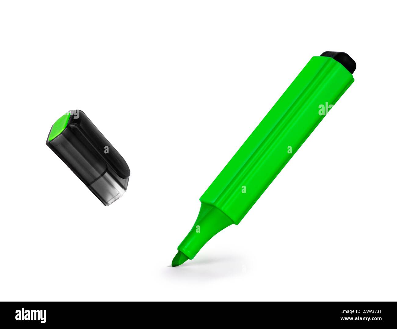 Green highlighter isolated on white background Stock Photo - Alamy