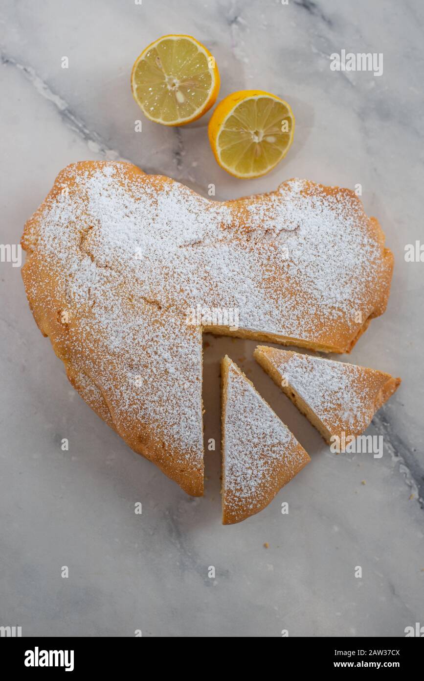 Lemon Heart Cake Stock Photo - Alamy