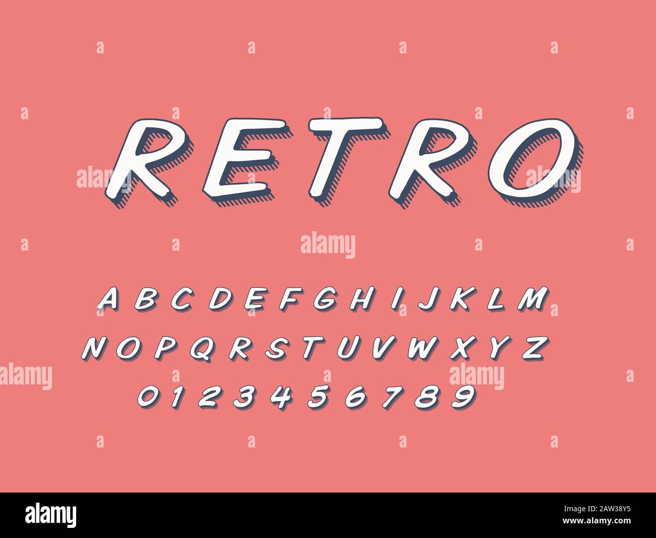 Stylish trendy logotype Retro Bar. 3D colorful Font. Vintage style ...