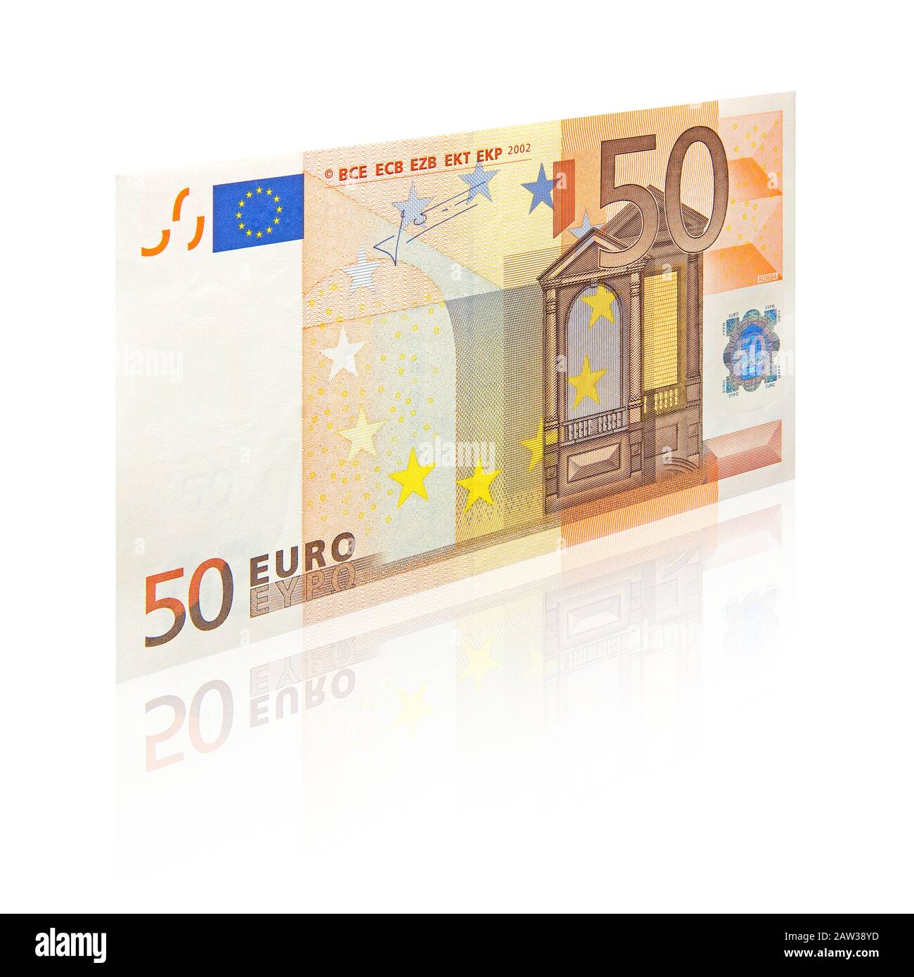 50 Euro banknote perspective view - isolated on white background Stock ...