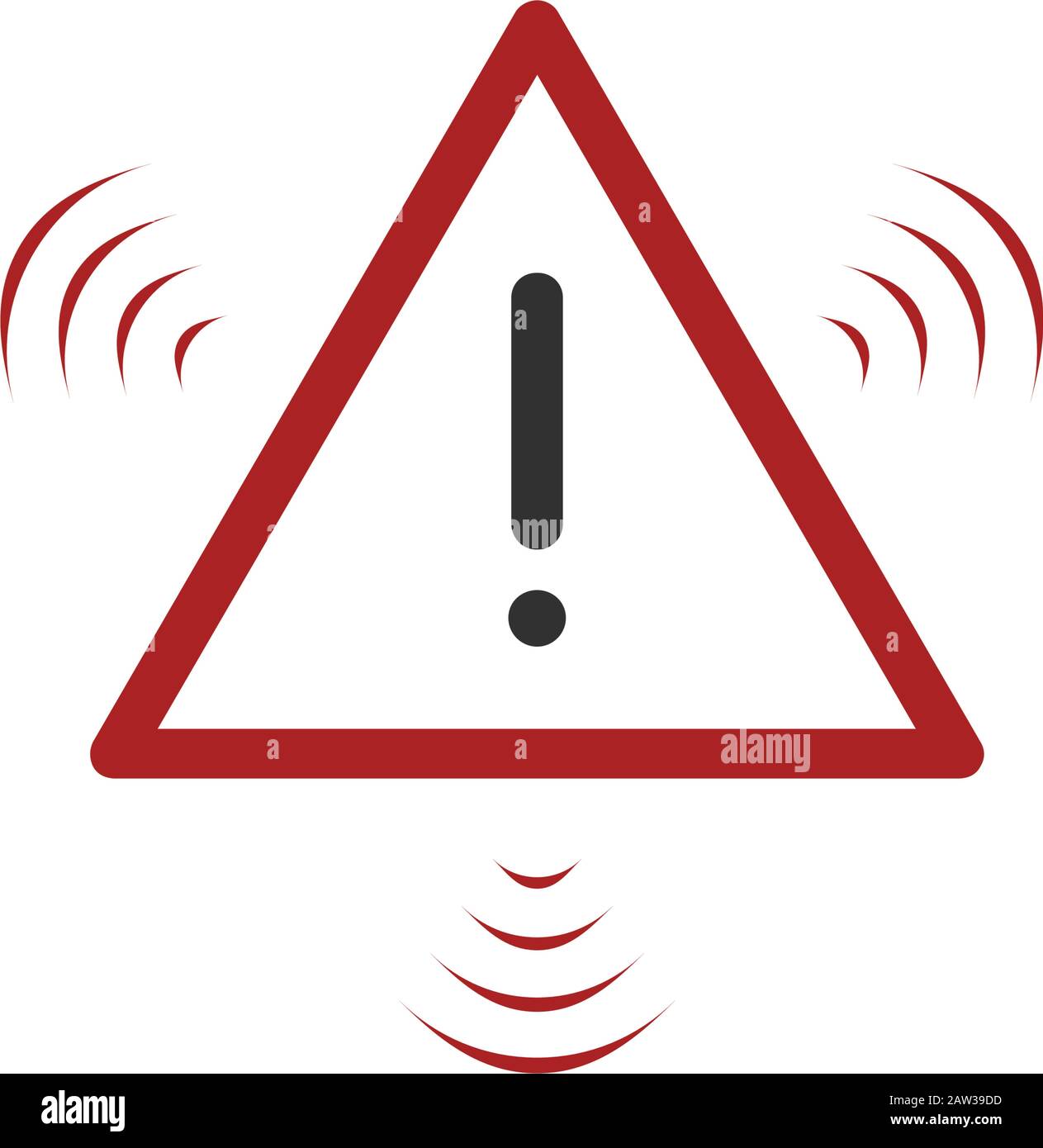 Red Flashing Hazard warning attention sign. Caution icon, safety ...