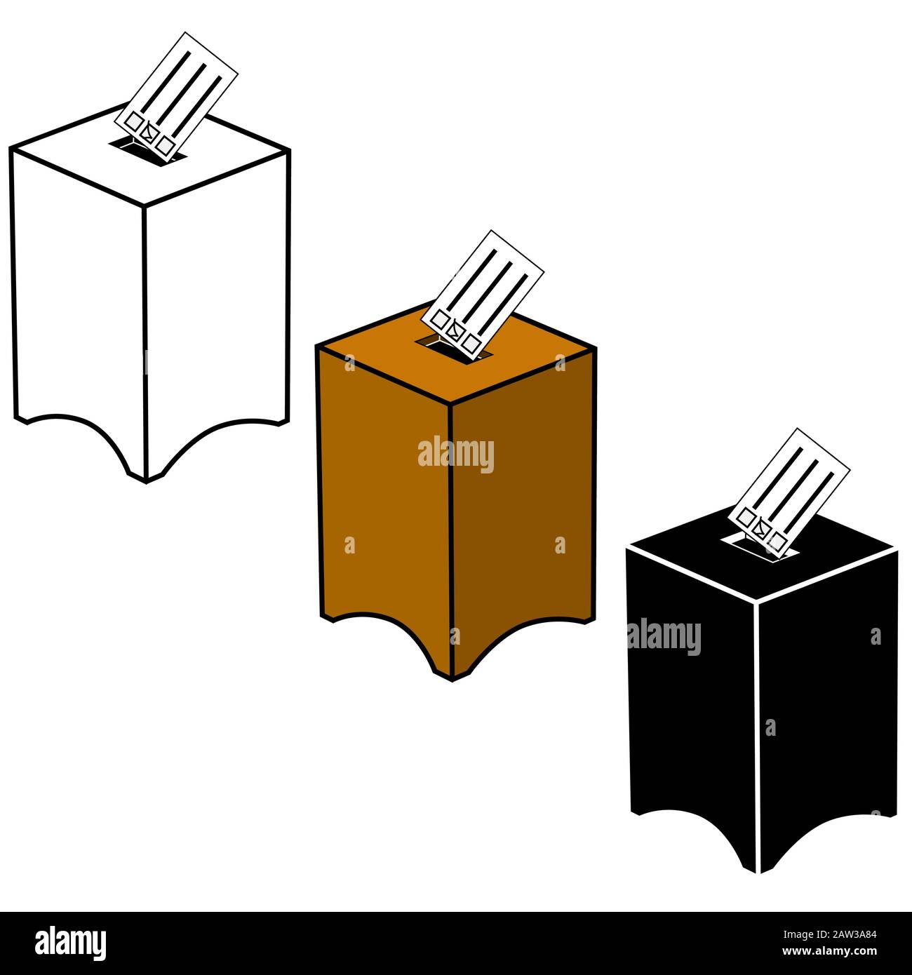 Icon set showing a ballot box in black and white or color Stock Vector ...