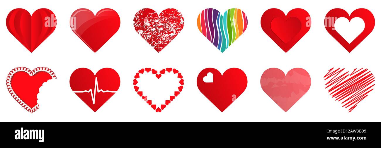 EPS vector collection of different hearts symbolizing love, for ...