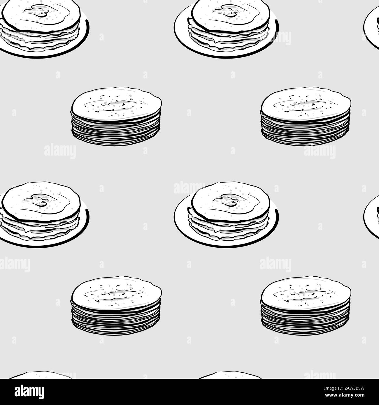 Khakhra seamless pattern greyscale drawing. Useable for wallpaper or ...