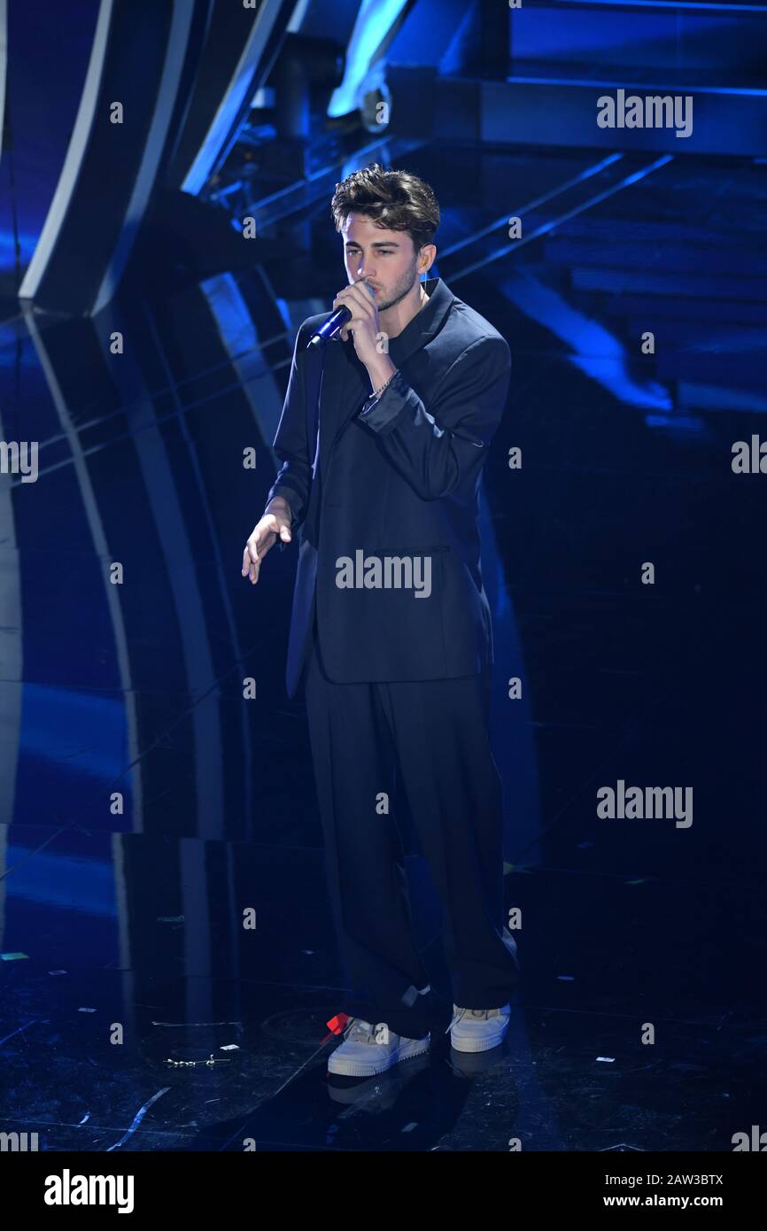 Sanremo, 70th Italian song festival 2020. First evening. Pictured Riki ...