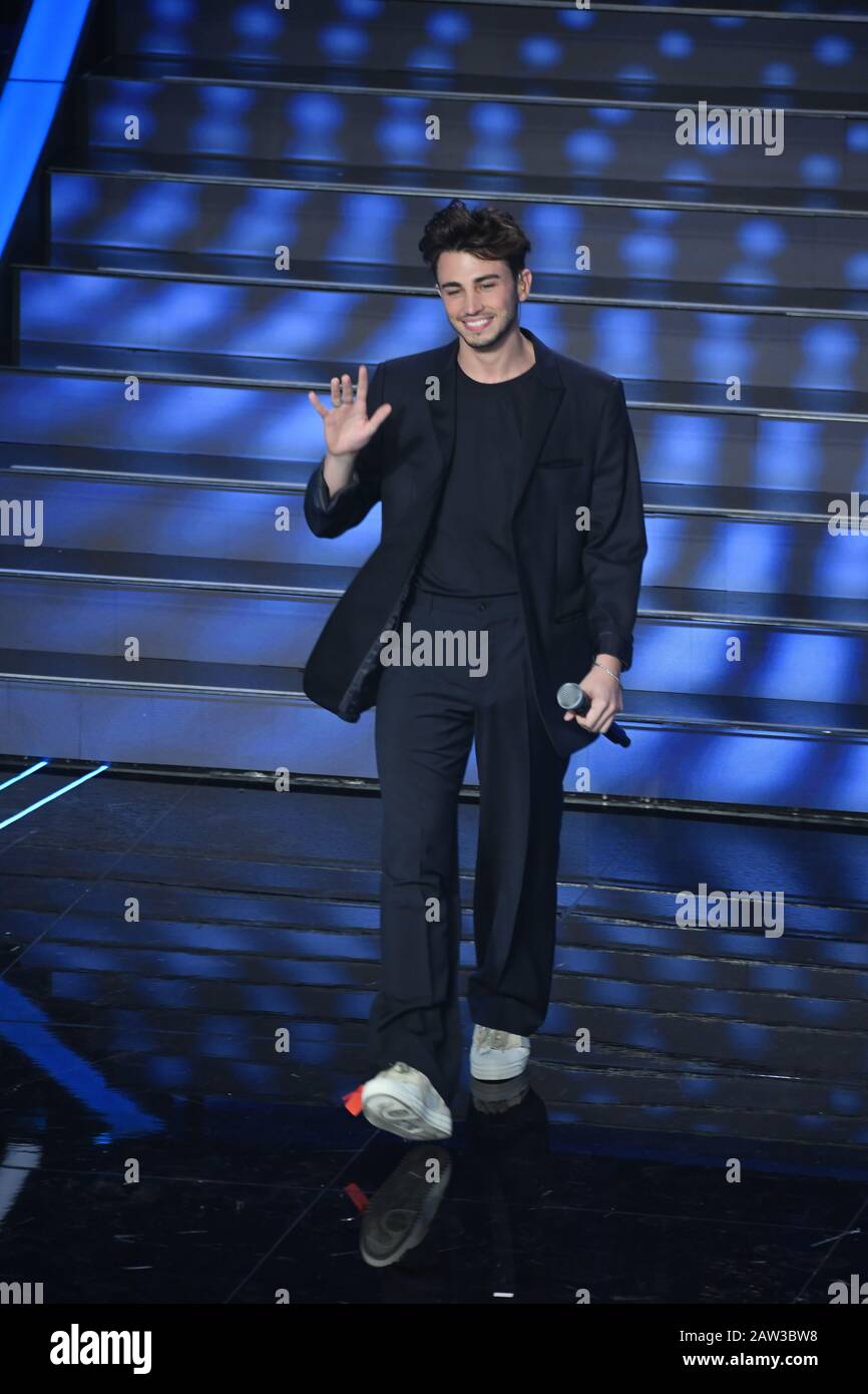 Sanremo, 70th Italian song festival 2020. First evening. Pictured Riki ...