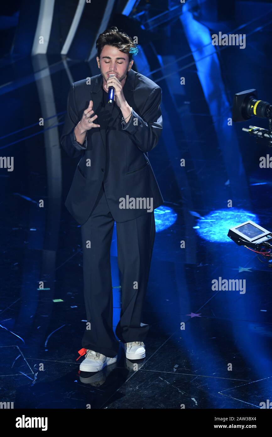 Sanremo, 70th Italian song festival 2020. First evening. Pictured Riki ...