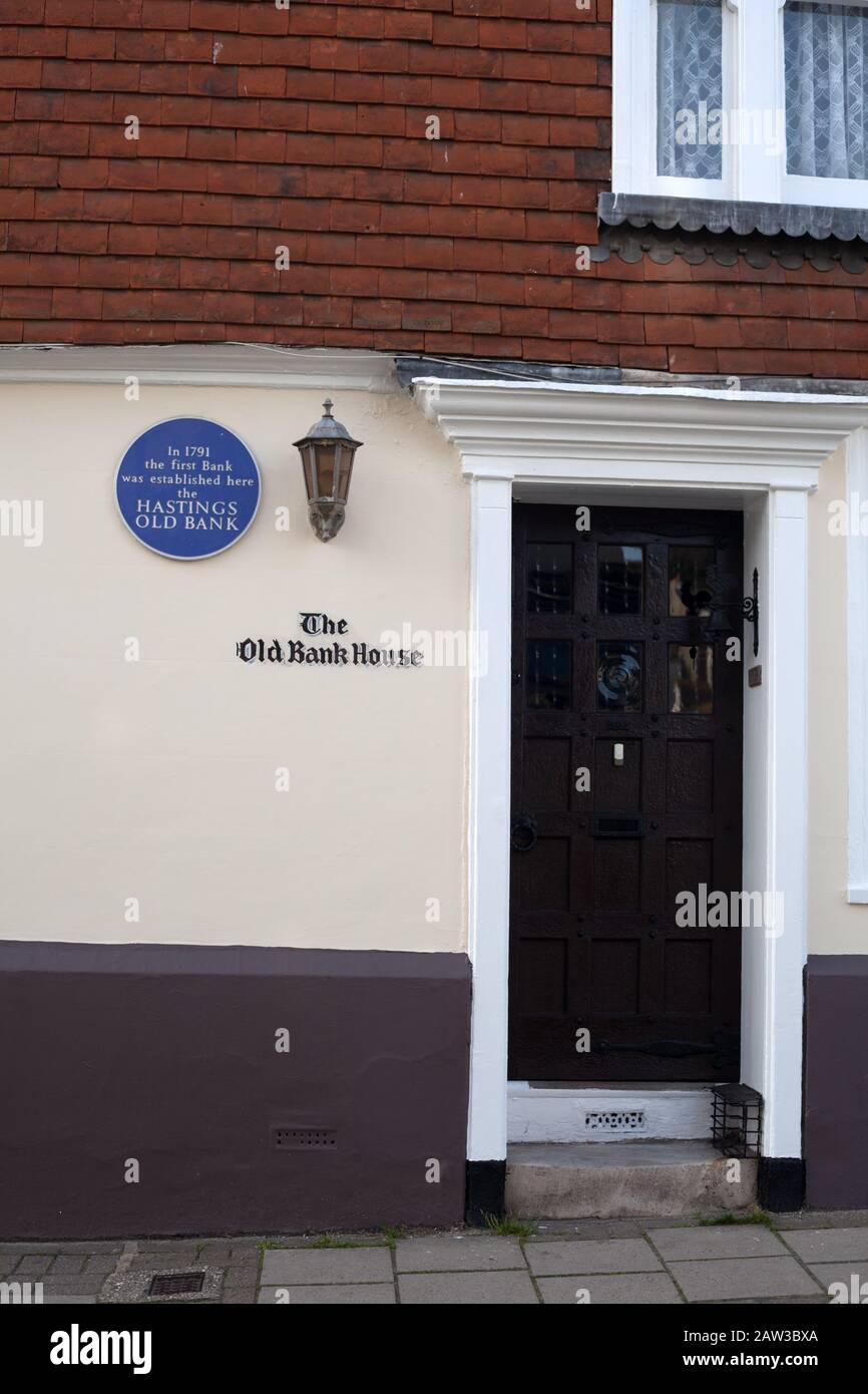 Blue Plaque commemorating Hastings first bank, May 1791 at 90 High ...