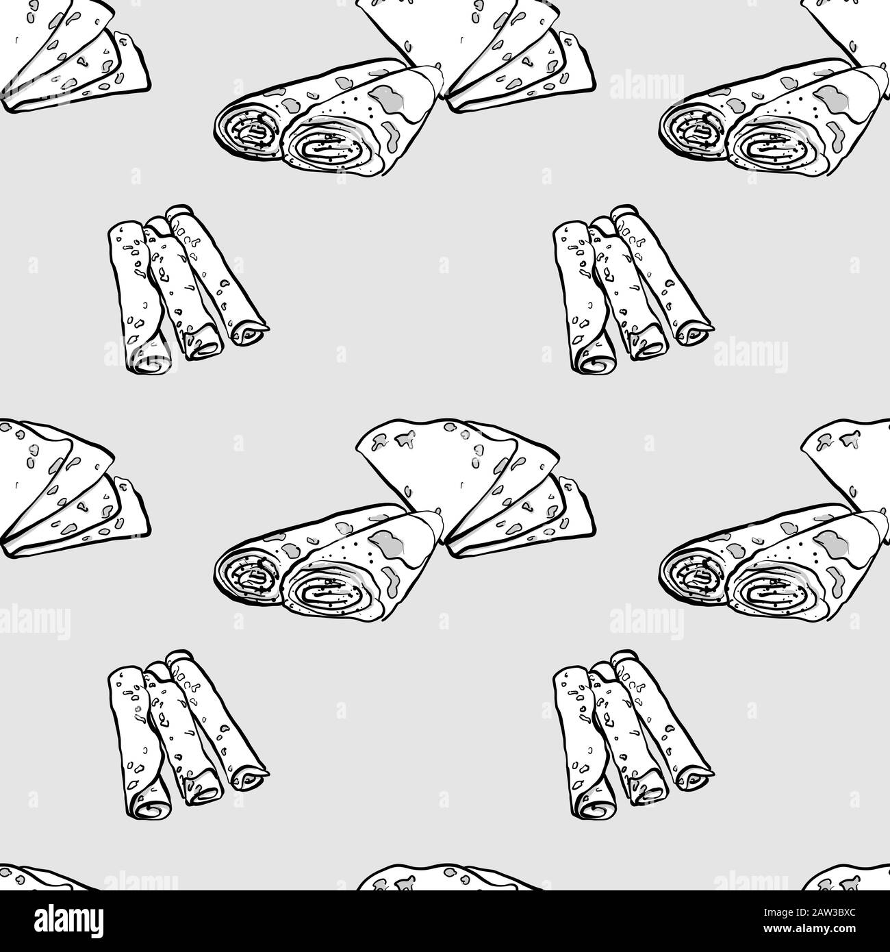 Lefse seamless pattern greyscale drawing. Useable for wallpaper or any ...